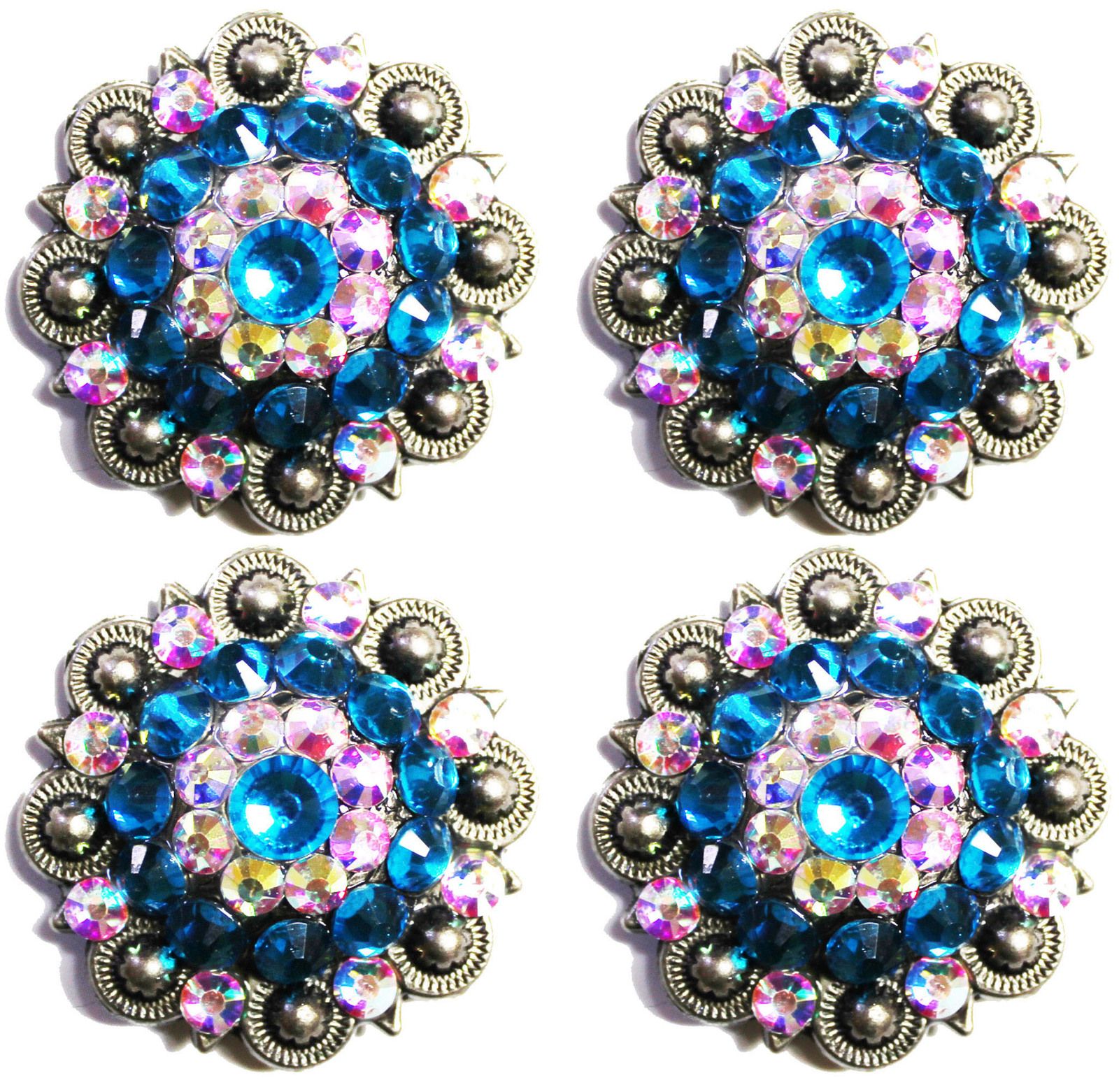 4 Conchos Rhinestone Horse Saddle Western Rodeo Bridle Berry Turquoise ...