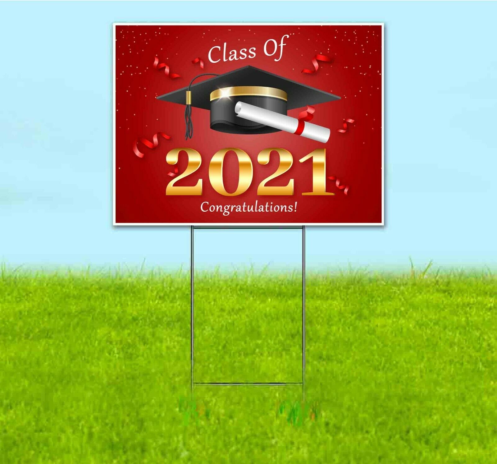 CLASS OF 2021 CONGRATULATIONS 18x24 Yard Sign Corrugated Plastic Bandit ...