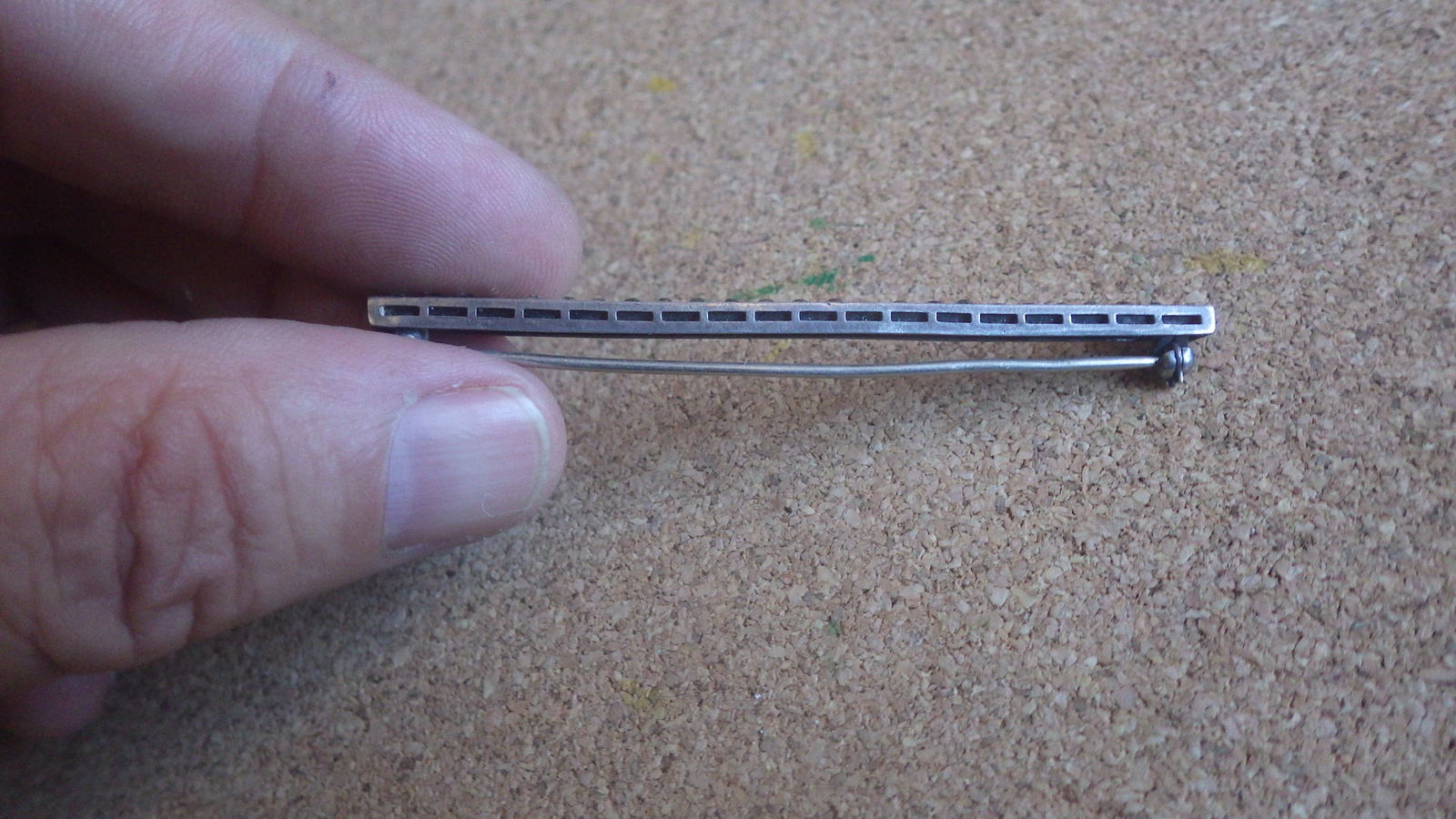 ANTIQUE ART DECO STERLING SILVER RHINESTONE BAR PIN PATENT PENDING ...