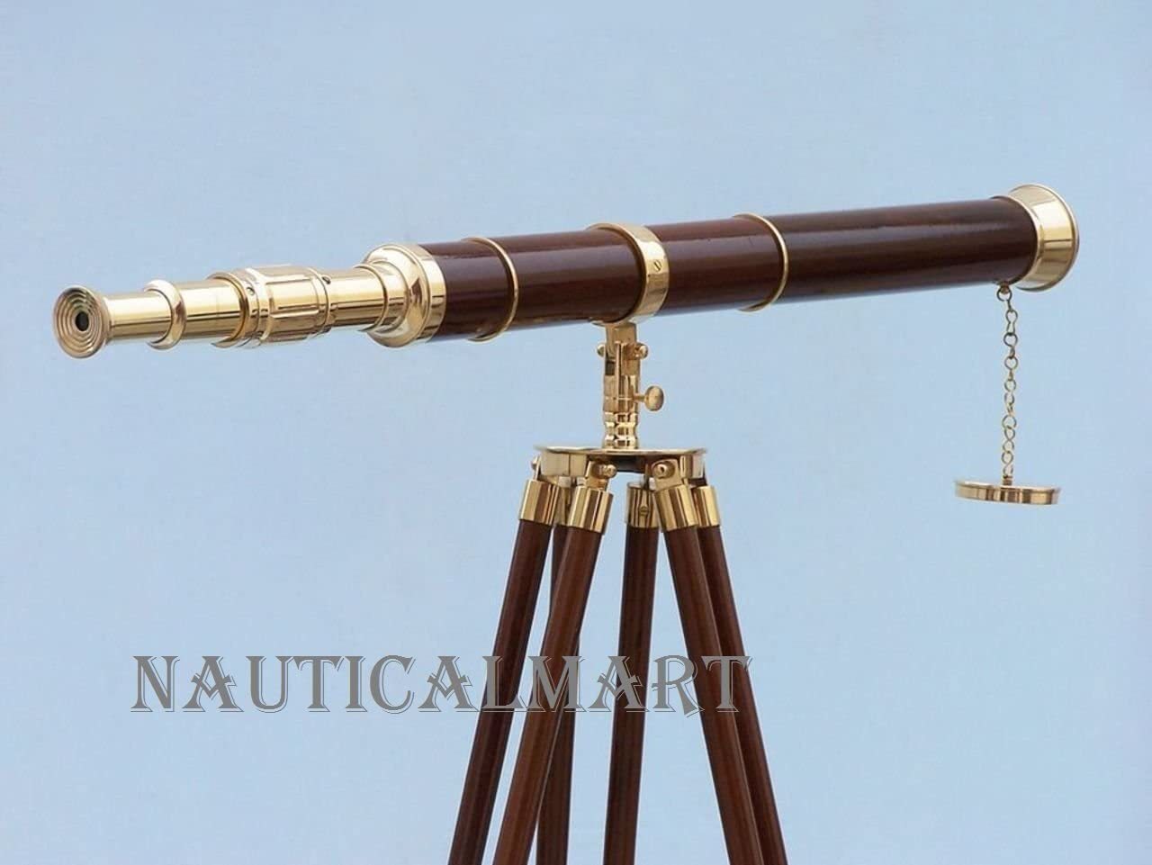NauticalMart Floor Standing Brass Leather Admiral Telescope 60 ...