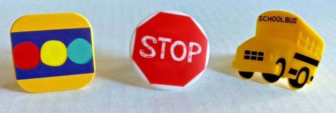 Bakery Crafts Plastic Cupcake Toppers New Lot of 6 "Bus, Stop Sign ...