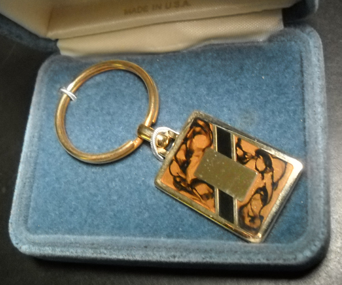 Anson Key Chain Gold Color Metal Brown Black Still in Original Box ...