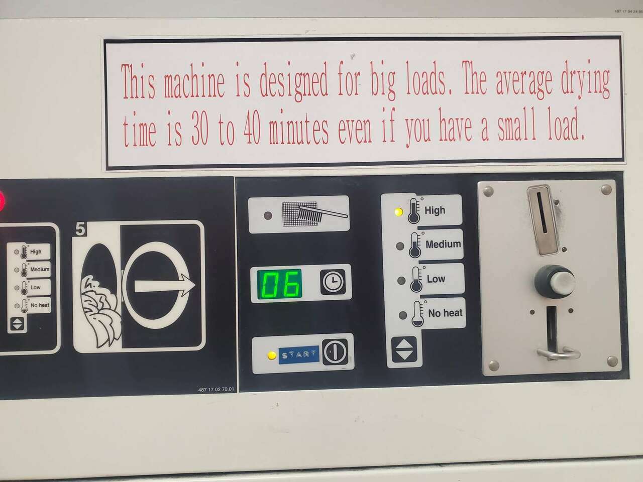 Wascomat Coin-Op Single Pocket Dryer, 50 lbs, Model: TD50 DRYER CODE ...