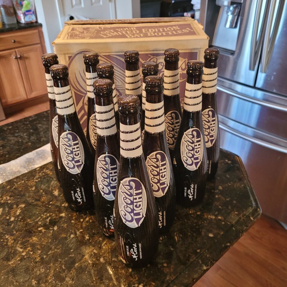1996 Coors Light Baseball Bat Bottles (12) w/ Original Cardboard Case ...