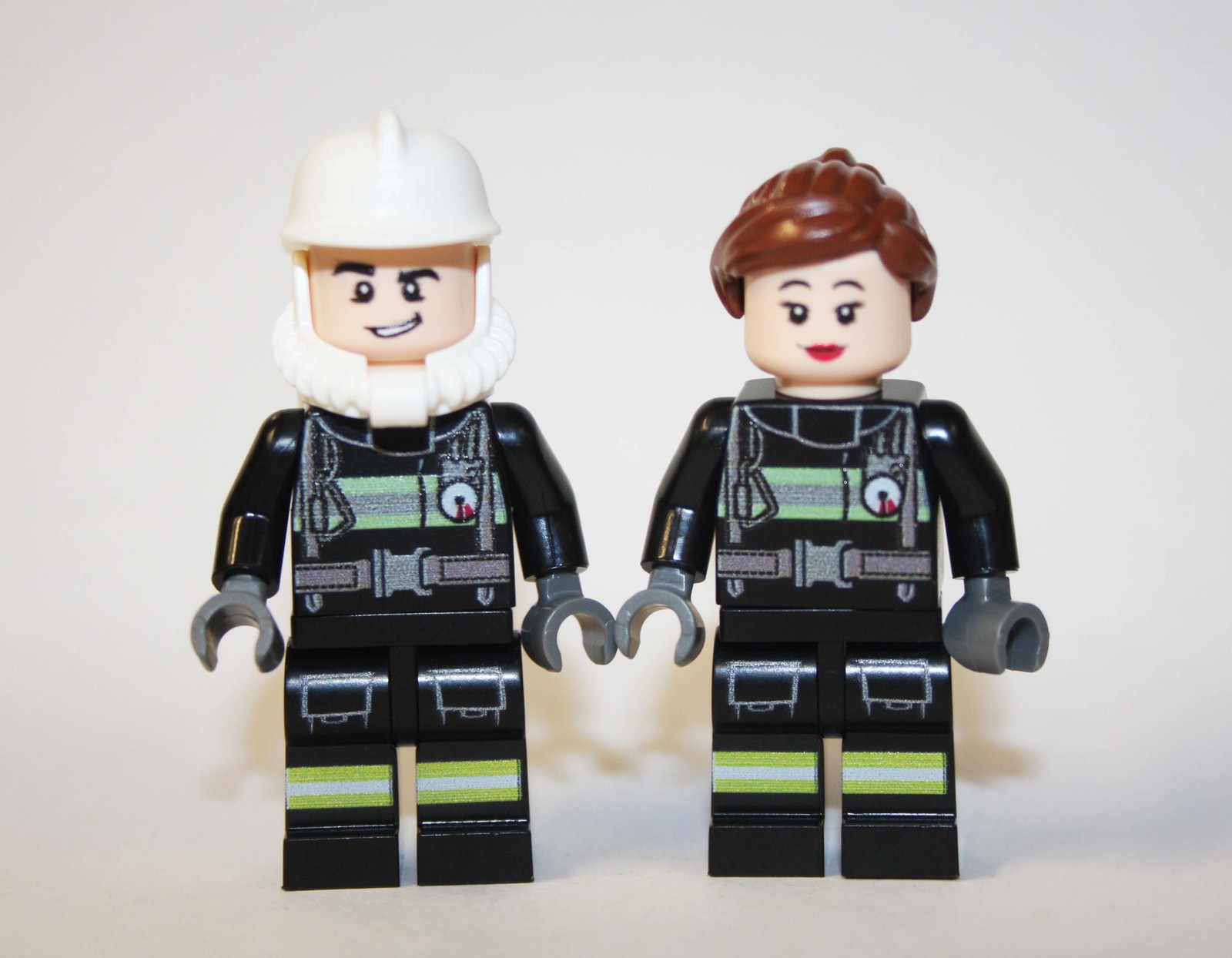 Fire Fighter Black And White Fireman Set C Custom Minifigures - LEGO (R ...
