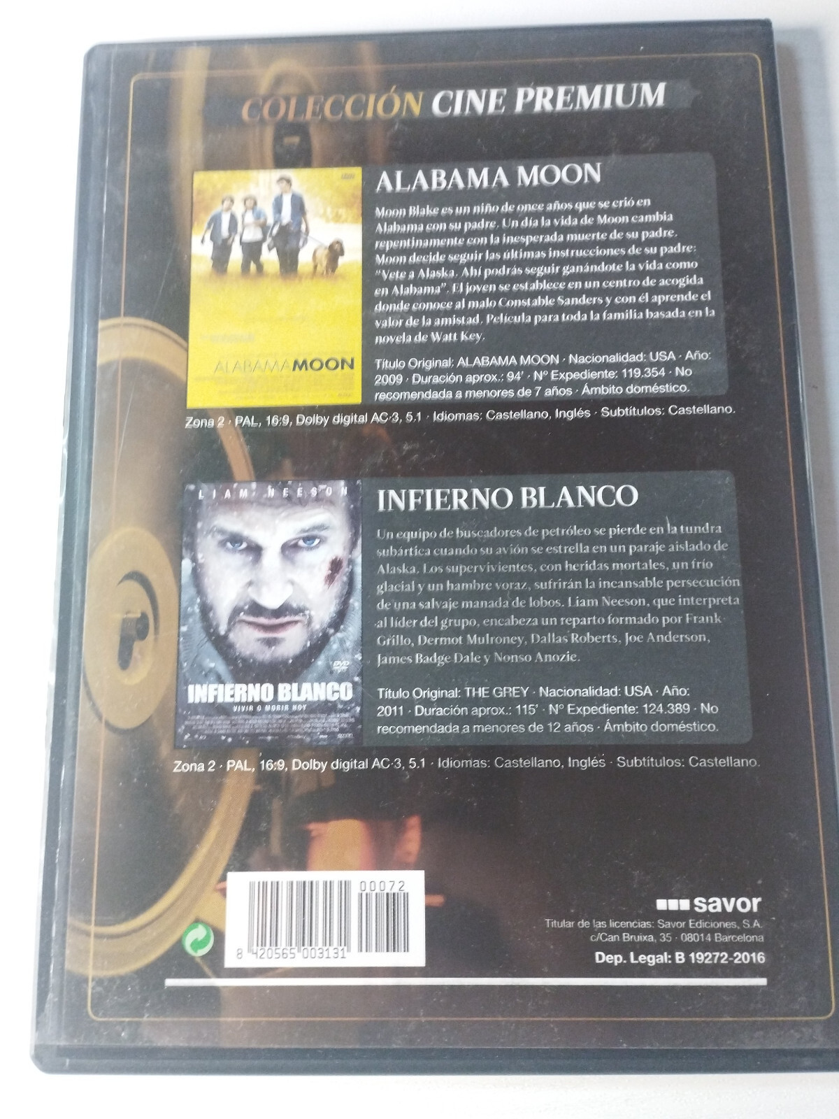 Hell blanco + Alabama Moon Liam Neeson - DVD Spanish English Region 2 ...