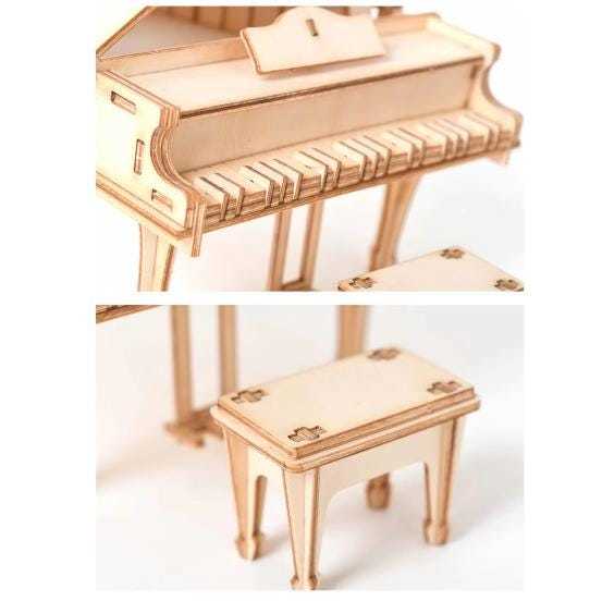 DIY 3D Wooden Puzzle Piano Music Box, DIY Musical Model Kit, Wooden ...