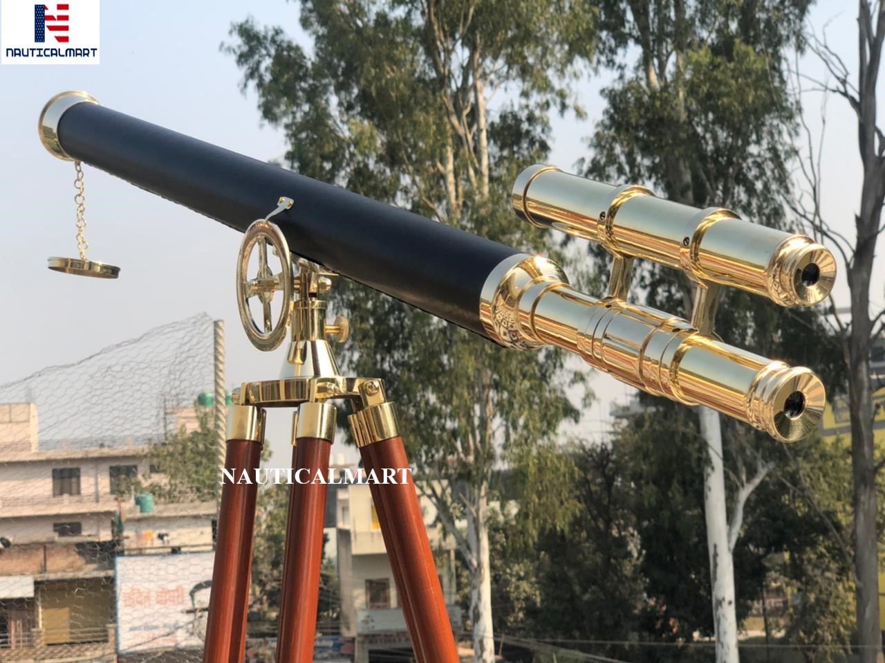 NauticalMart Pirates Navy Floor Standing Telescope Brass/Leather ...