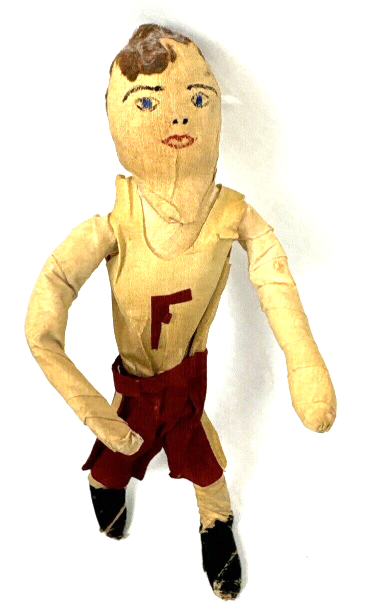 Vintage Crepe Paper Doll Wrapped Wire Poseable Handmade Figure Boy 6.5 ...