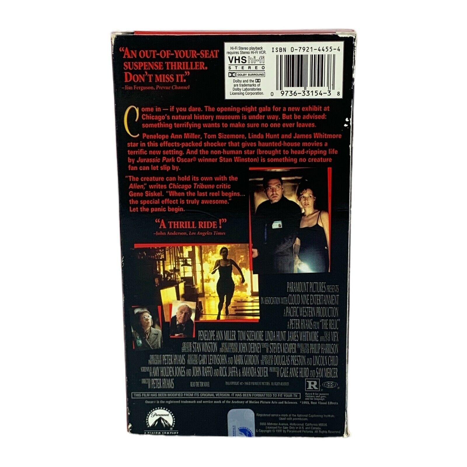 The Relic VHS Horror 1997 Penelope Ann Miller Tom Sizemore - VHS Tapes
