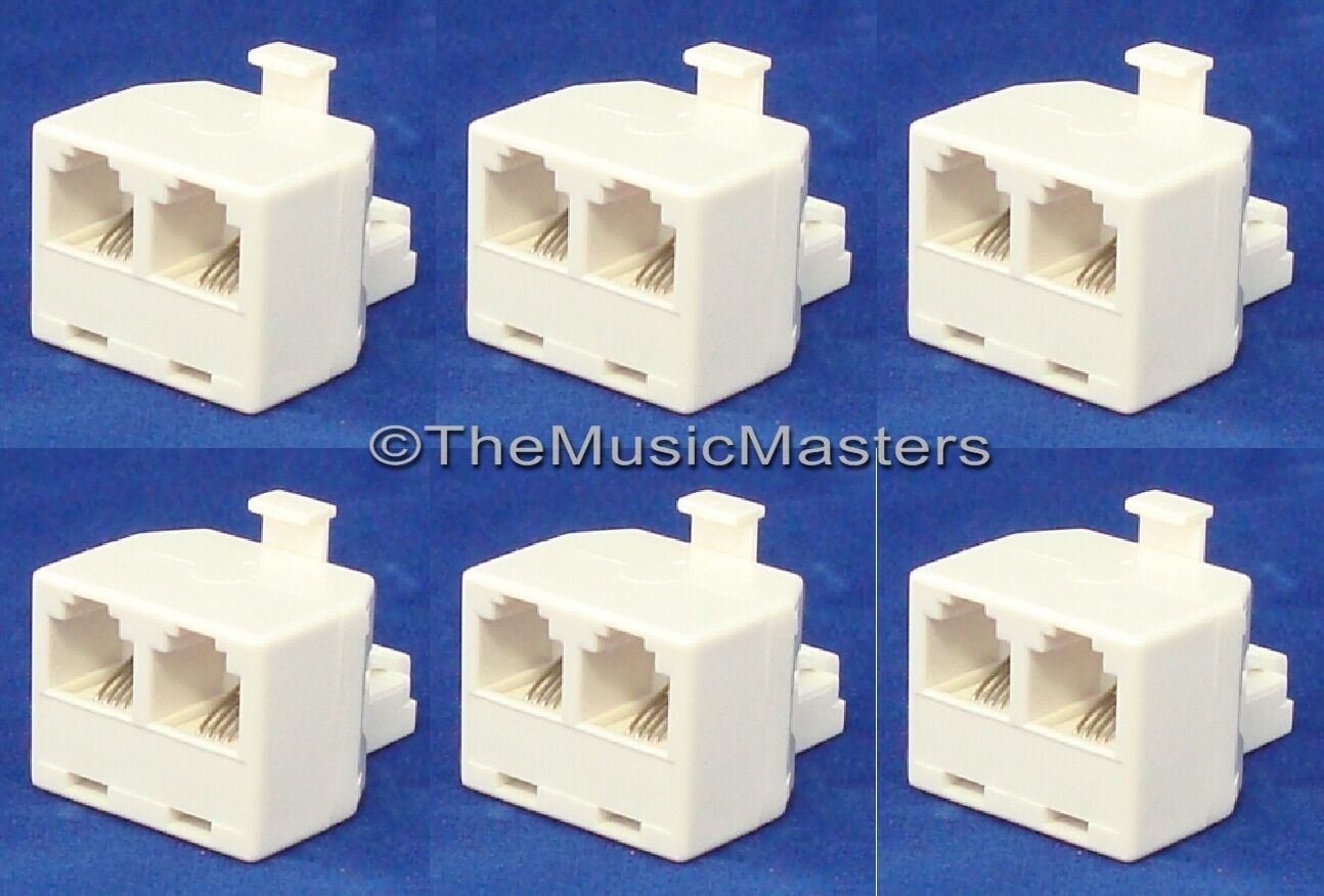 6X Modular TELEPHONE Line Cable Wall Outlet SPLITTER Double Jack ...