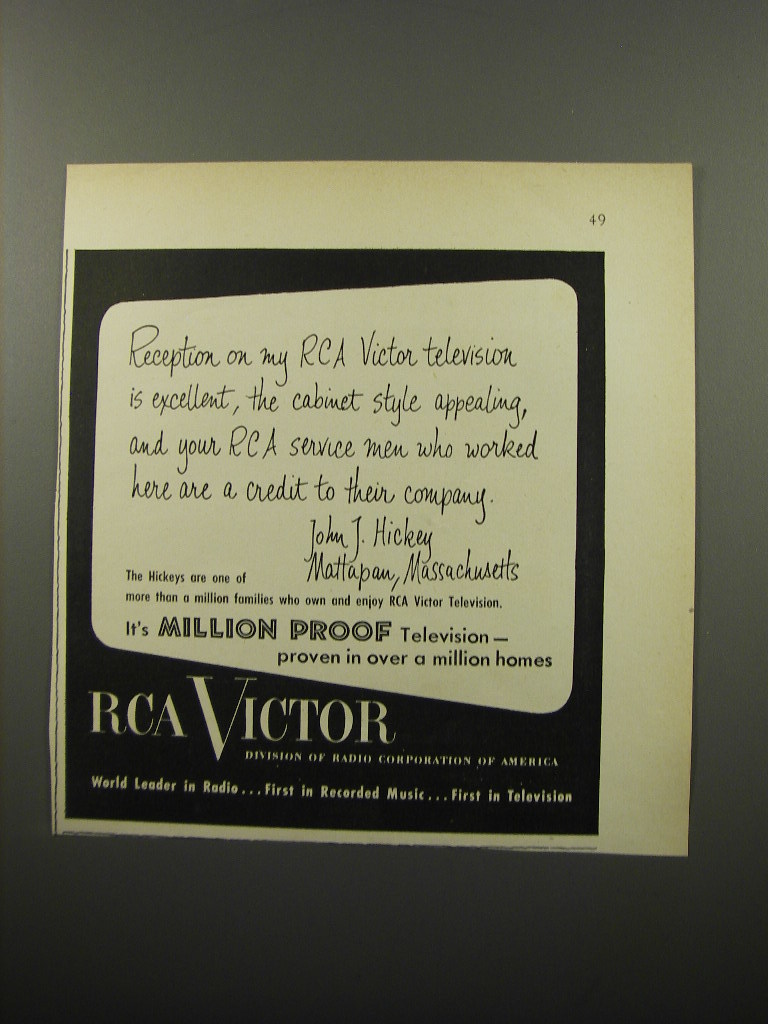 1950 RCA Victor Television Ad - Reception on my RCA Victor Television ...