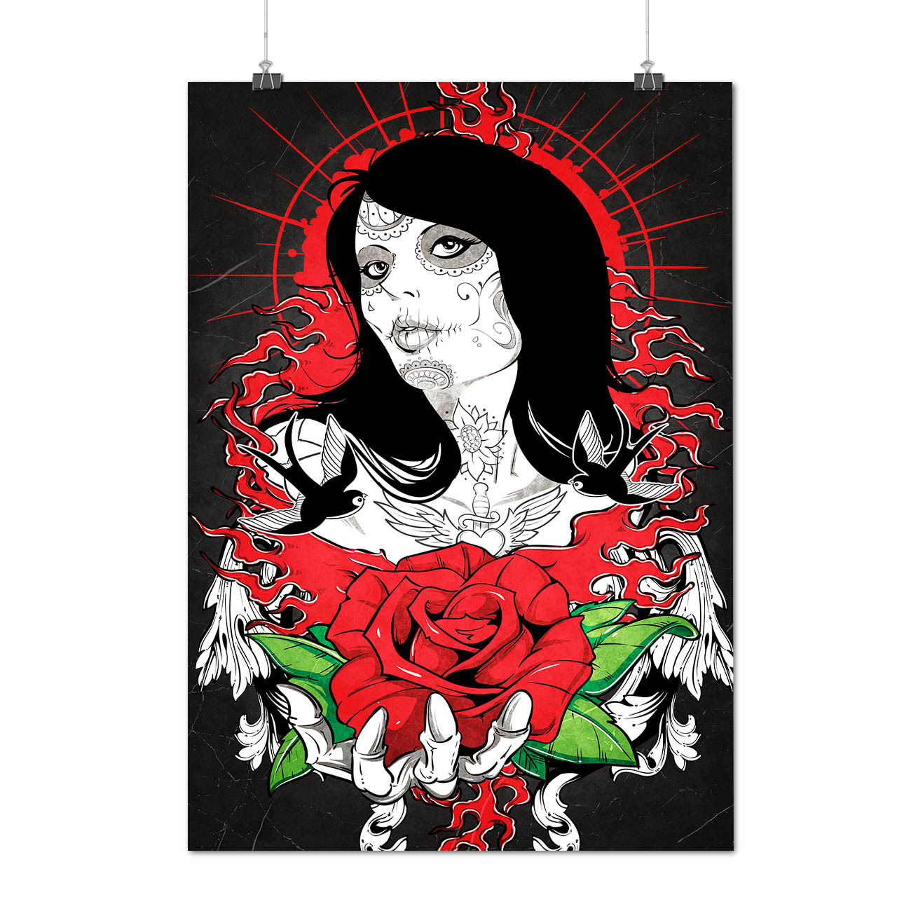Girl Scary Rose Horror Matte/Glossy Poster A0 A1 A2 A3 A4 | Wellcoda ...