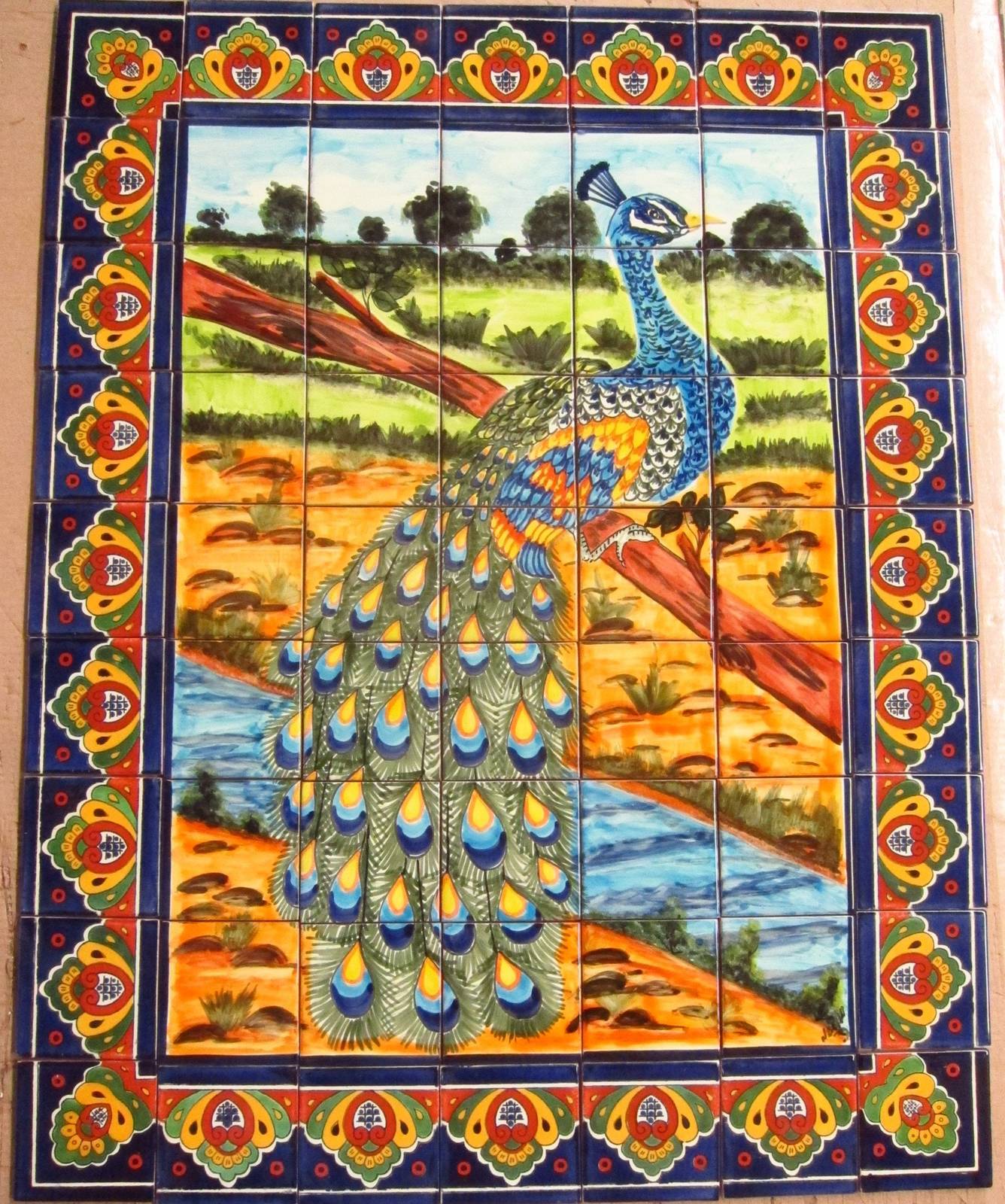 Mexican Talavera Mural HQ - Pavoreal3 - - Floor & Wall Tiles