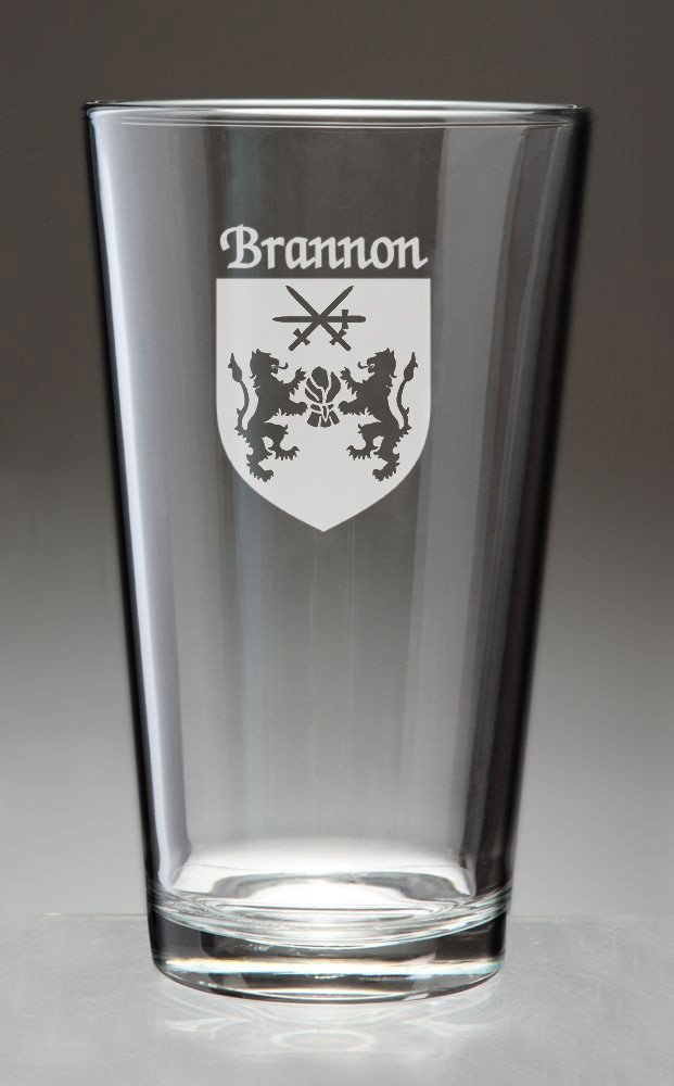 Brannon Irish Coat of Arms Pint Glasses - Set of 4 (Sand Etched ...