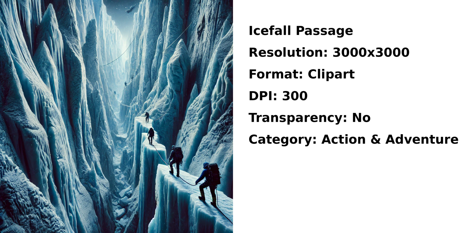 Icefall Passage Clipart | 3000x3000 | 300 DPI | Icy Adventure Wall Art Design - Digital Art