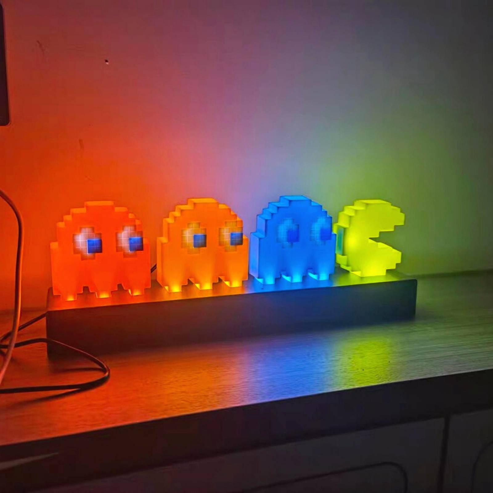 Pac-Man Inspired Pixel Night Light, PAC Man table lamp, Gaming Pacman ...