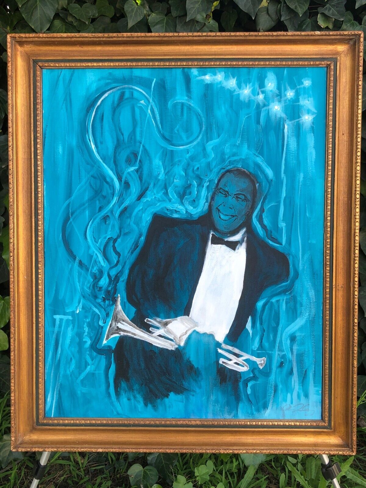 A FLEMING Original ABSTRACT LOUIS ARMSTRONG HUGE MODERN 1980s OIL ON ...