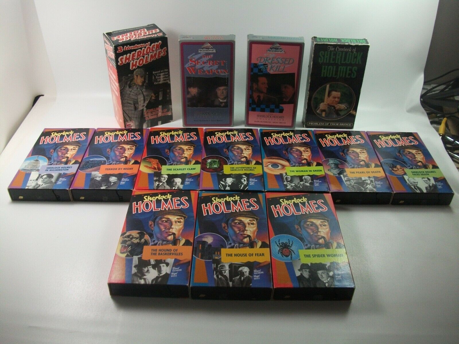 Sherlock Holmes VHS Cassette Tape Lot 14 Tapes Basil Rathbone Arthur ...