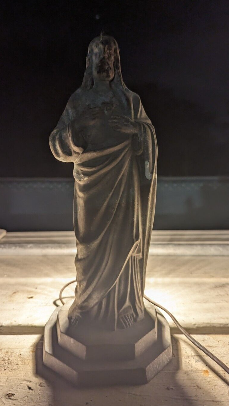 Vintage Jesus Cast Aluminum Figurine Lamp Jesus Christ Figure - Statues ...