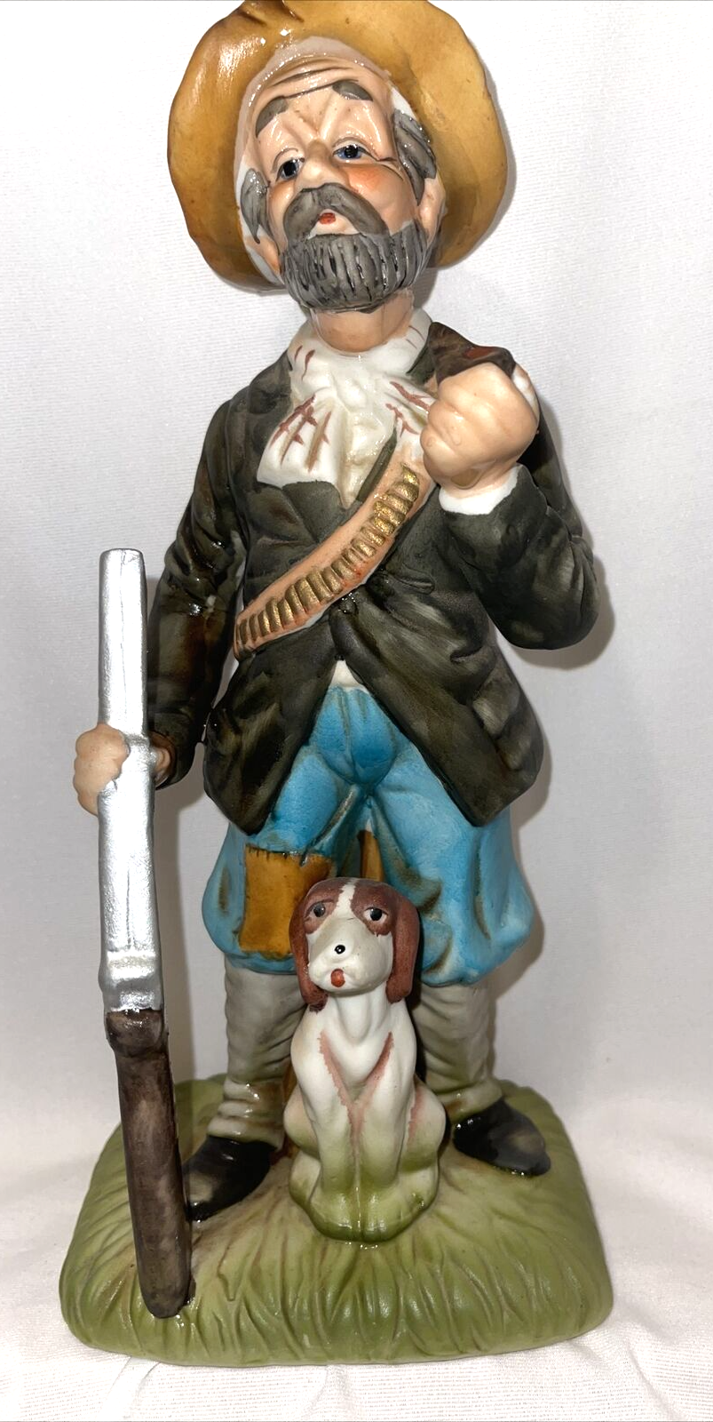 Figurine Old Hunter Smoking Pipe Statue Shotgun Dog Colonial Msn Home Decor - Sculptures & Figurines