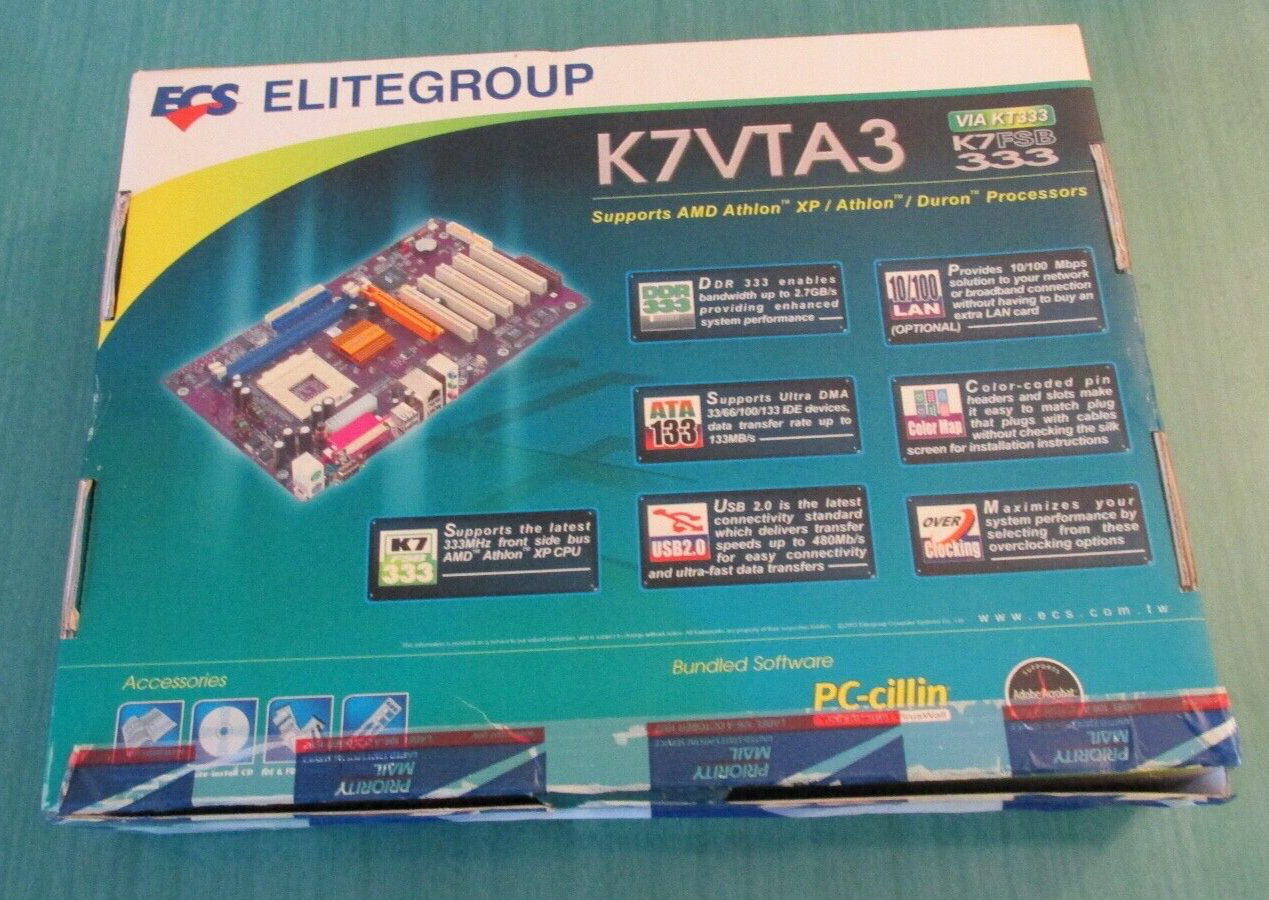 VINTAGE ECS ELITEGROUP - K7VTA3 MOTHERBOARD / MAINBOARD w disc & manual - Vintage Parts ...