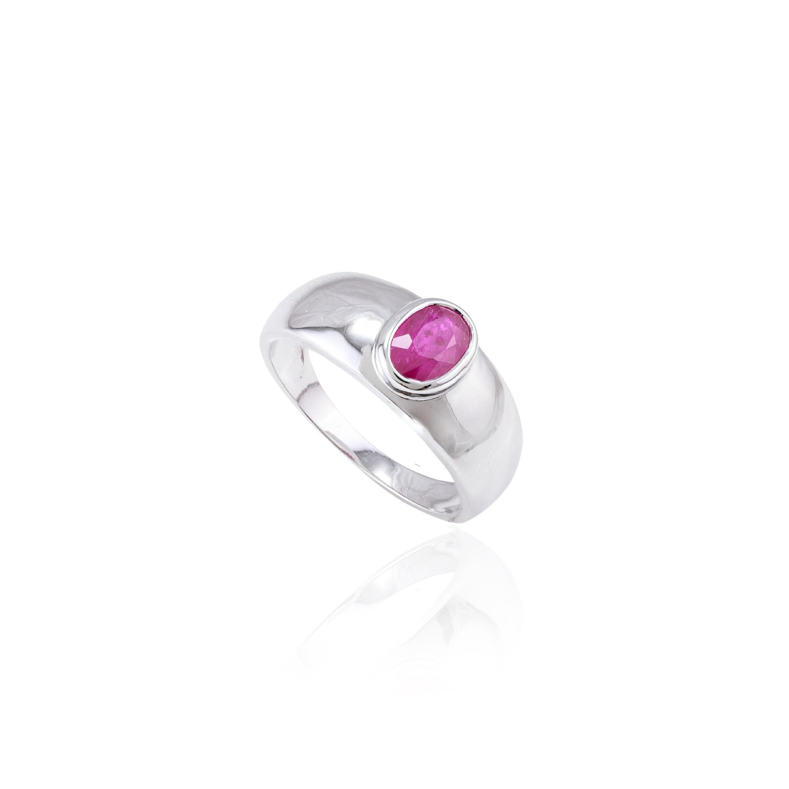 925 Sterling Silver Ruby Gemstone Dome Ring Simple Ruby Promise Ring ...