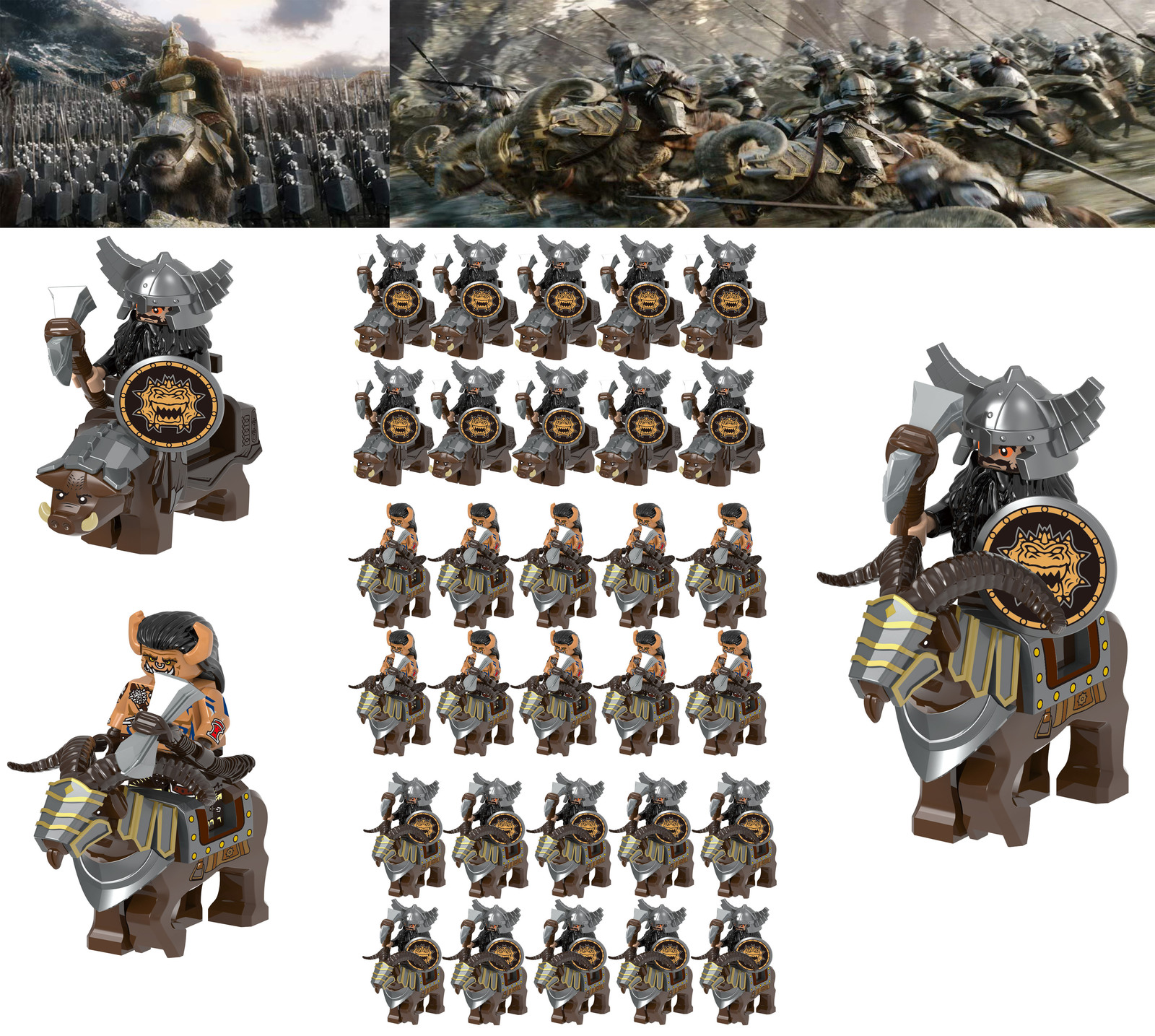 LOTR The Hobbit Azog Horned sheep Knight Dwarf Army 20 Minifigures Lot ...