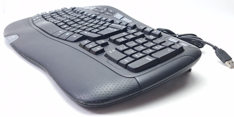Logitech Wave Y-UV90 Ergonomic Wired Corded USB Keyboard FRENCH/TESTED ...