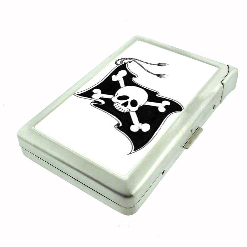 Skull Pirate Flag 100's Size Cigarette Case with built in lighter ...