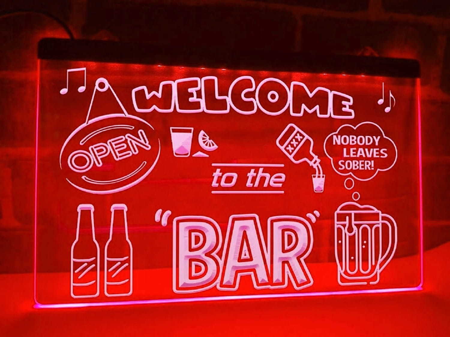 Welcome to the Bar Illuminated LED Neon Sign Hang Wall, Home Bar Decor ...