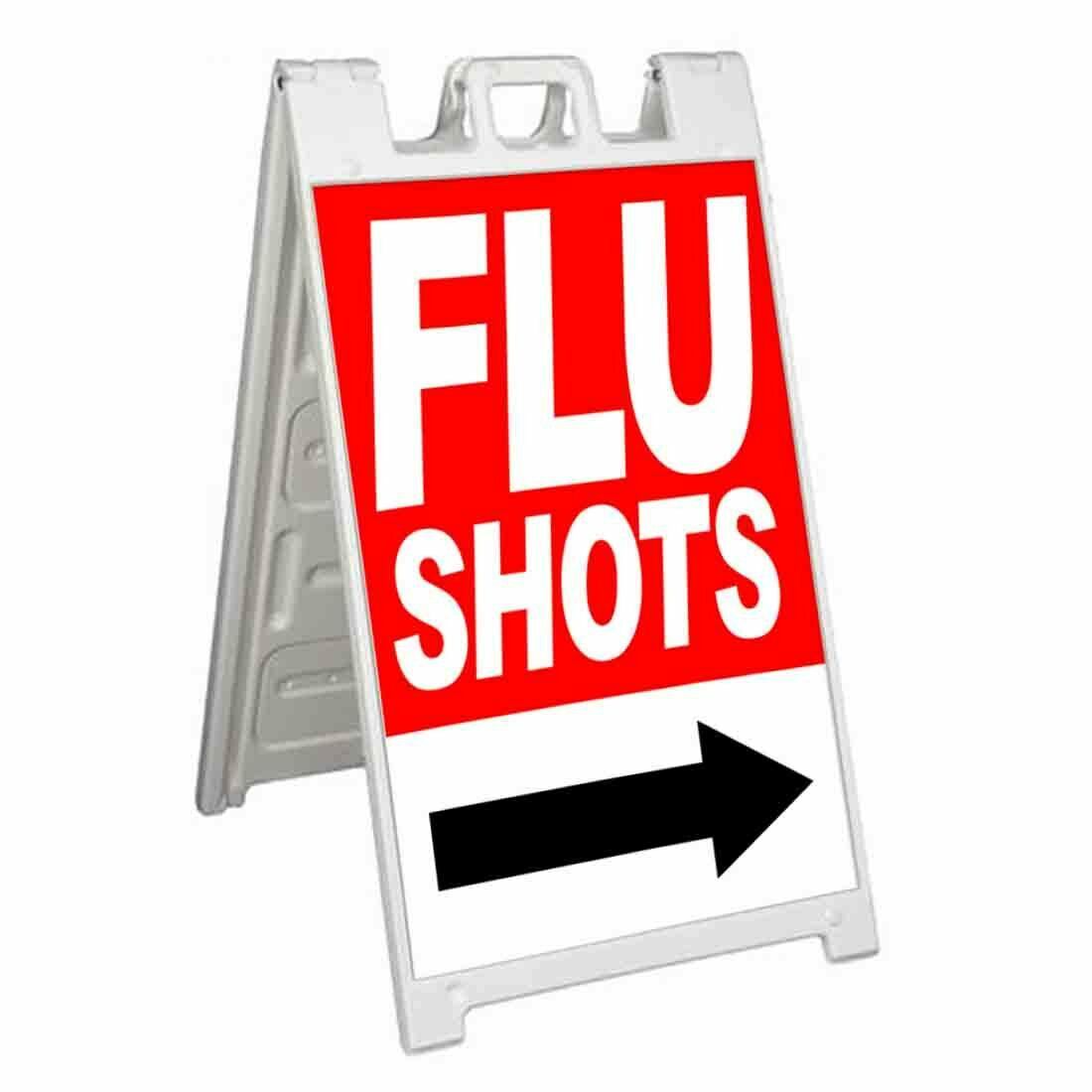 FLU SHOTS RIGHT ARROW Signicade 24x36 Aframe Sidewalk Sign Banner Decal ...