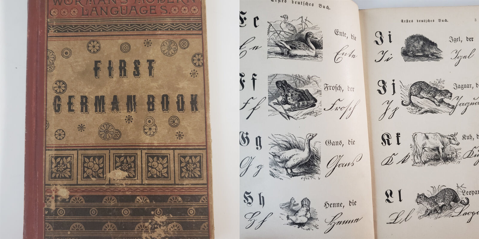 1880 antique GERMAN ABC ALPHABET CHILD FIRST READER profusely ...