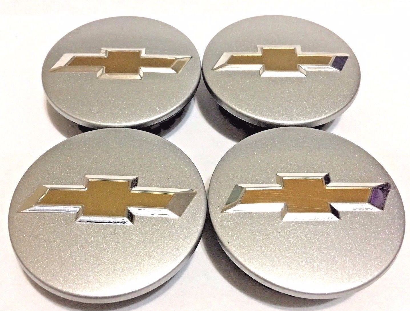 4 pcs, Wheel Emblem Center, Chevy, Sparkly Silver, 59MM, #9594156 - Car ...