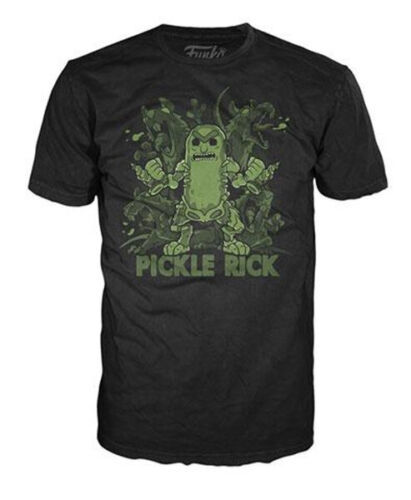 Rick & Morty Animated TV Show Pickle Rick Fighting Rats Black T-Shirt ...