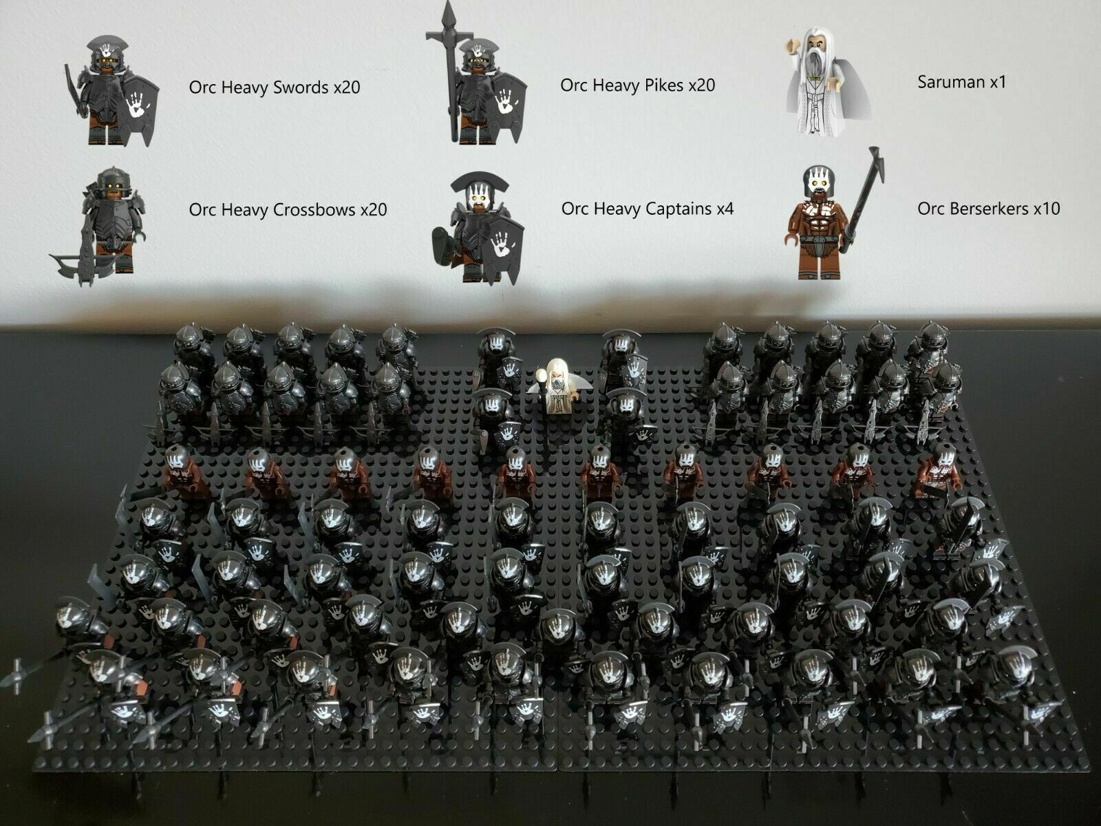 75pcs LOTR Isengard Uruk-hai Orcs Heavy Battalion Infantry Army ...