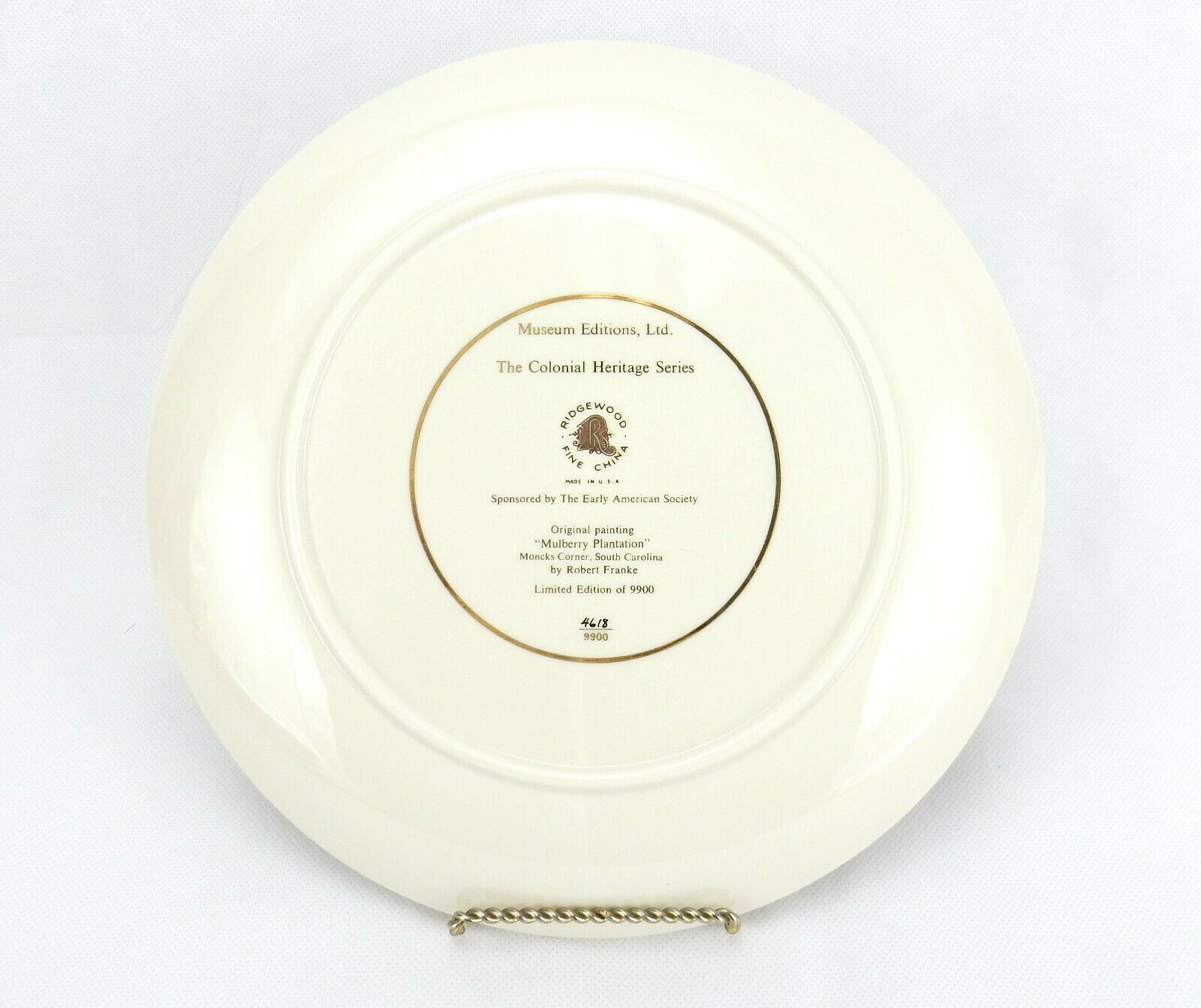 Collector Plate -The Colonial Heritage Series - Mulberry Plantation ...