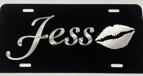 Engraved Custom Kissy Lips Name Car Tag Diamond Etched Metal License ...