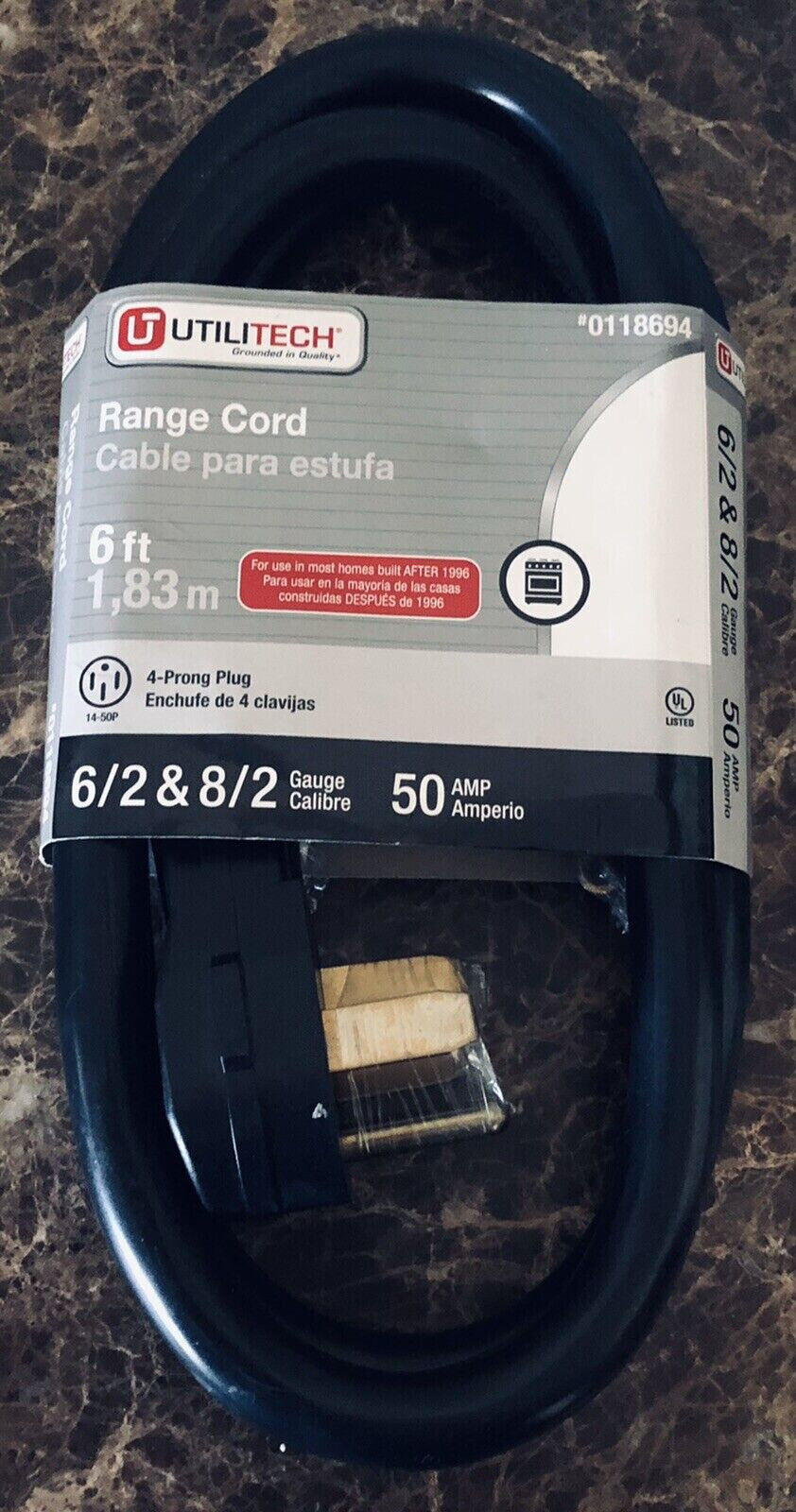Utilitech 6ft Range Cord 6/2 & 8/2 Gauge 50 Amp 4-Wire/Prong #0118694 ...