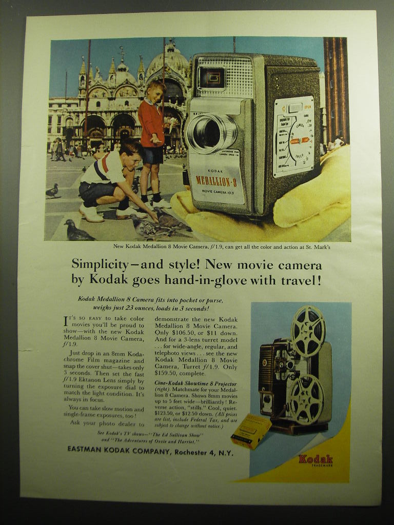 1958 Kodak Advertisement - Medallion Movie Camera, Cine-Kodak Showtime ...