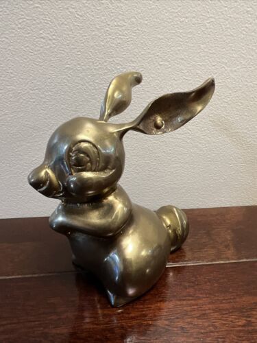 Vintage Brass Thumper Bunny Rabbit Made in Korea Ears Up 4.5” Tall - Brass