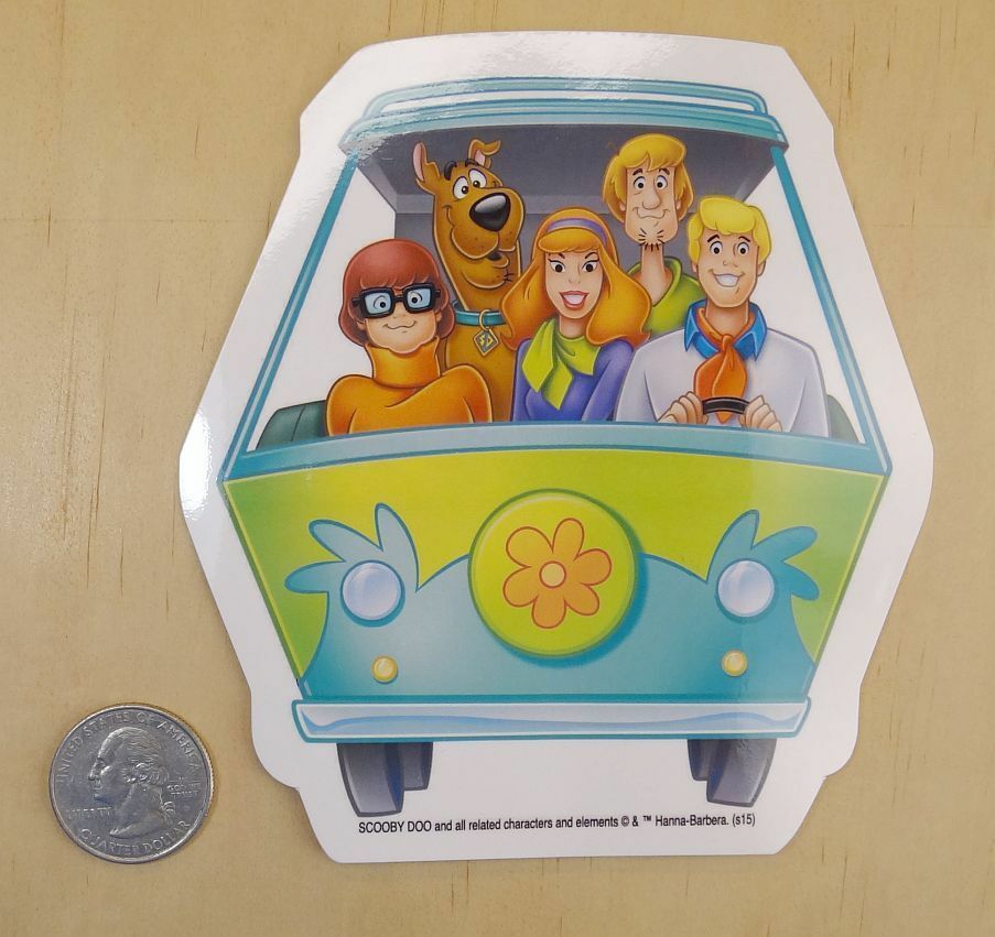 SCOOBY DOO AND GANG IN MYSTERY MACHINE PEEL AND STICK STICKER 4 1/2"x 4 ...