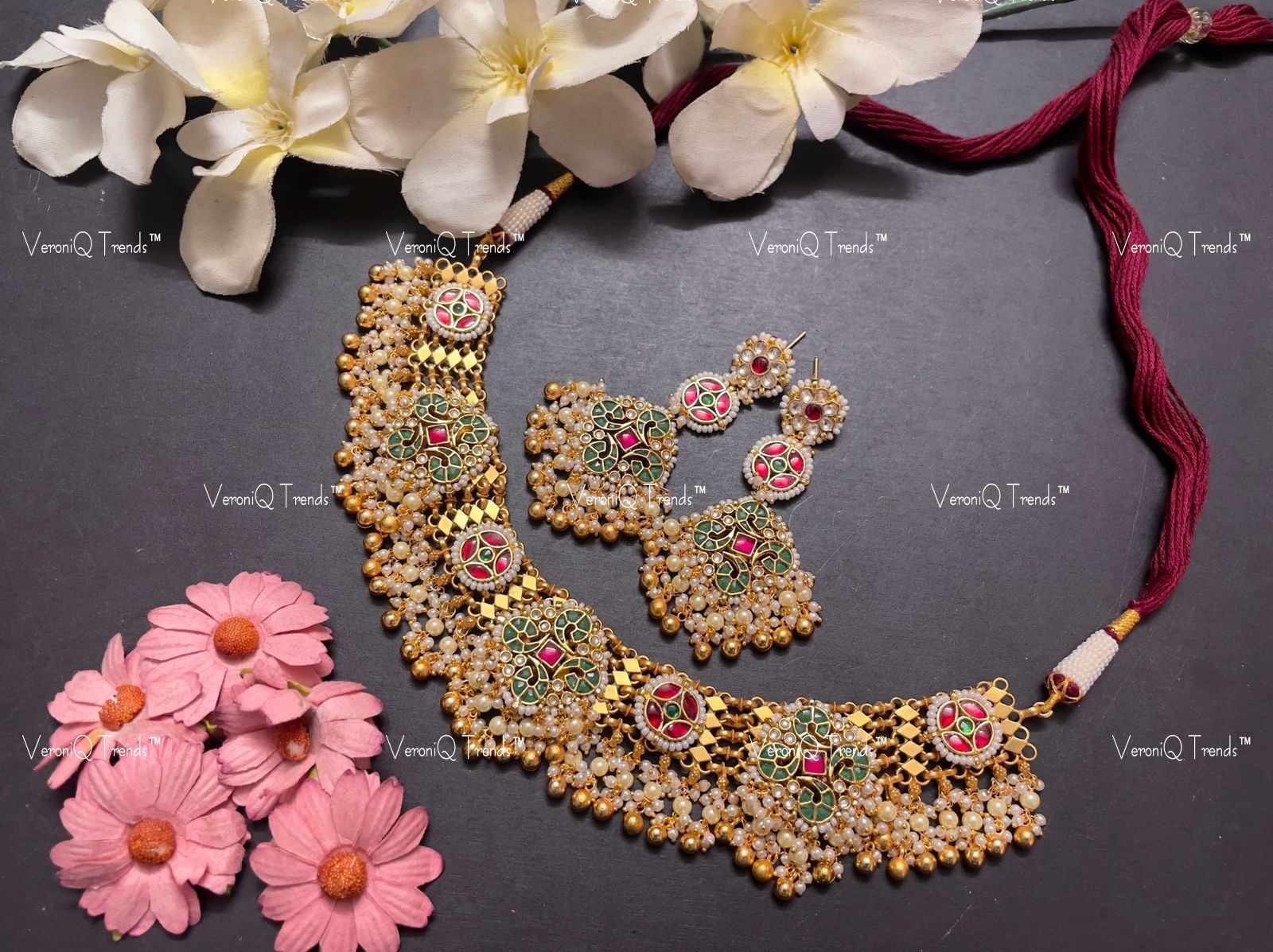 VeroniQ Trends-South Indian Gold Plated Kemp Stone Pachi Kundan ...