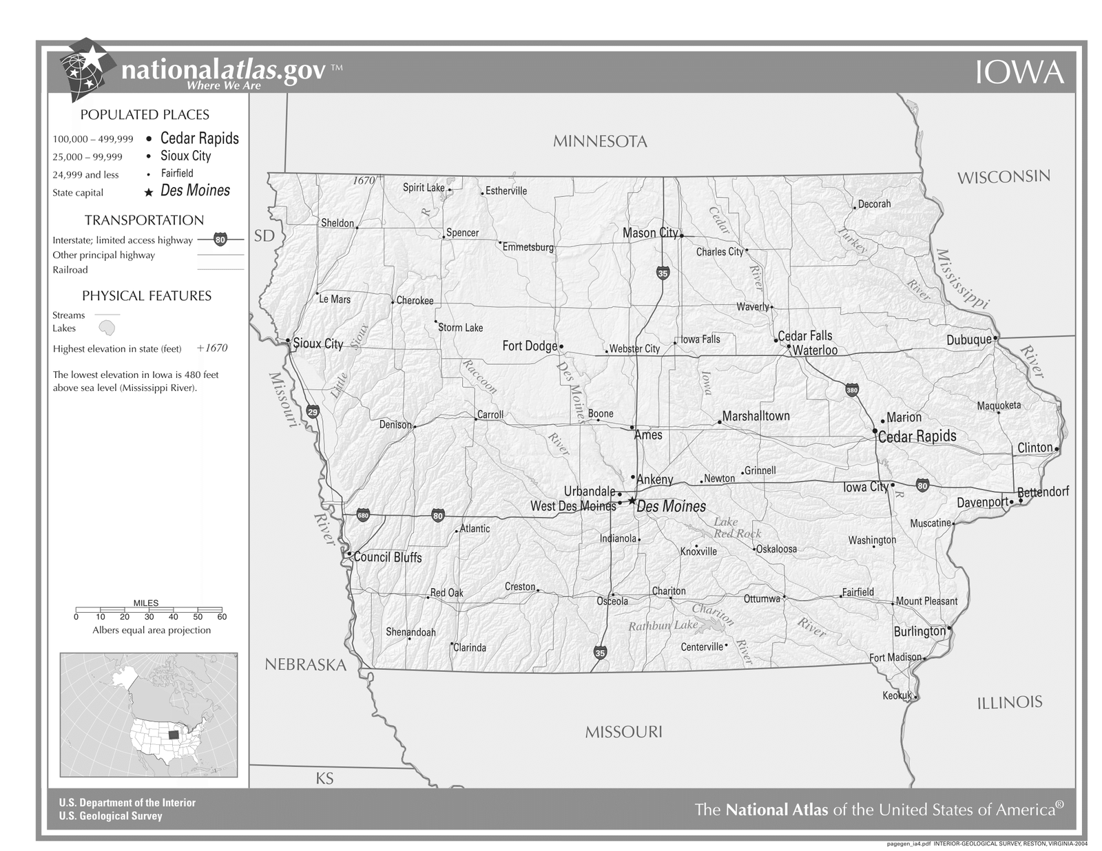 Iowa State Reference (Black&White) Laminated Wall Map - Maps & Atlases