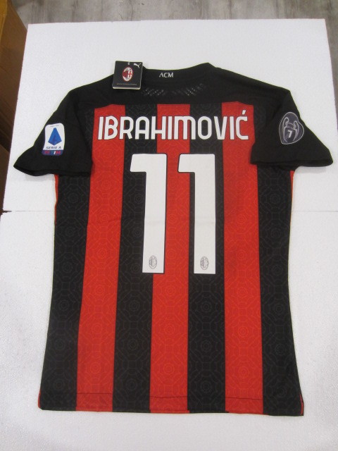 Zlatan Ibrahimovic AC Milan Match Slim Black Red Home Soccer Jersey ...