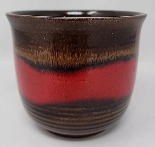 Vintage W German Scheurich Orchard Flower Plant Pot Brown Red Rings 807 ...