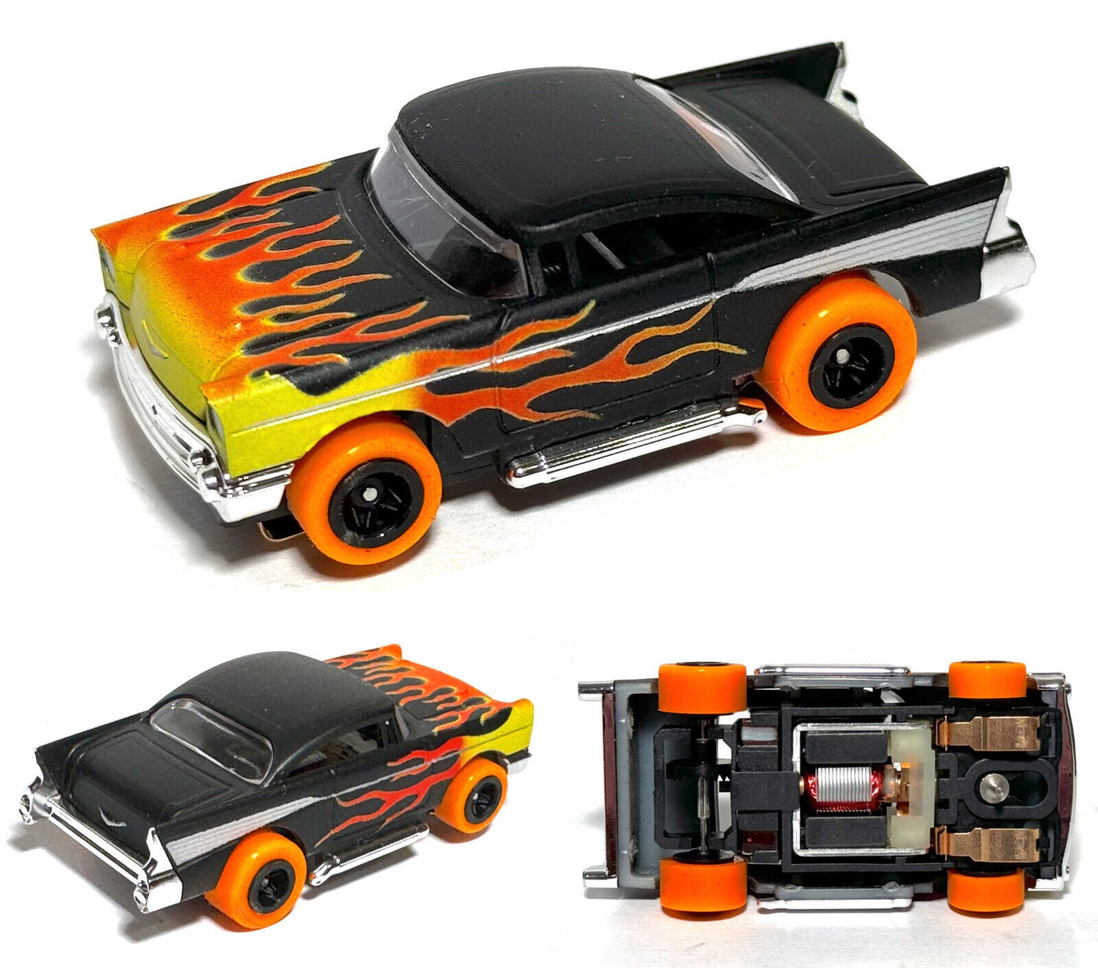 1pc Custom Low 1957 Chevy Bel-Air Fast SHARON's FLAMED BullDog Chassis ...
