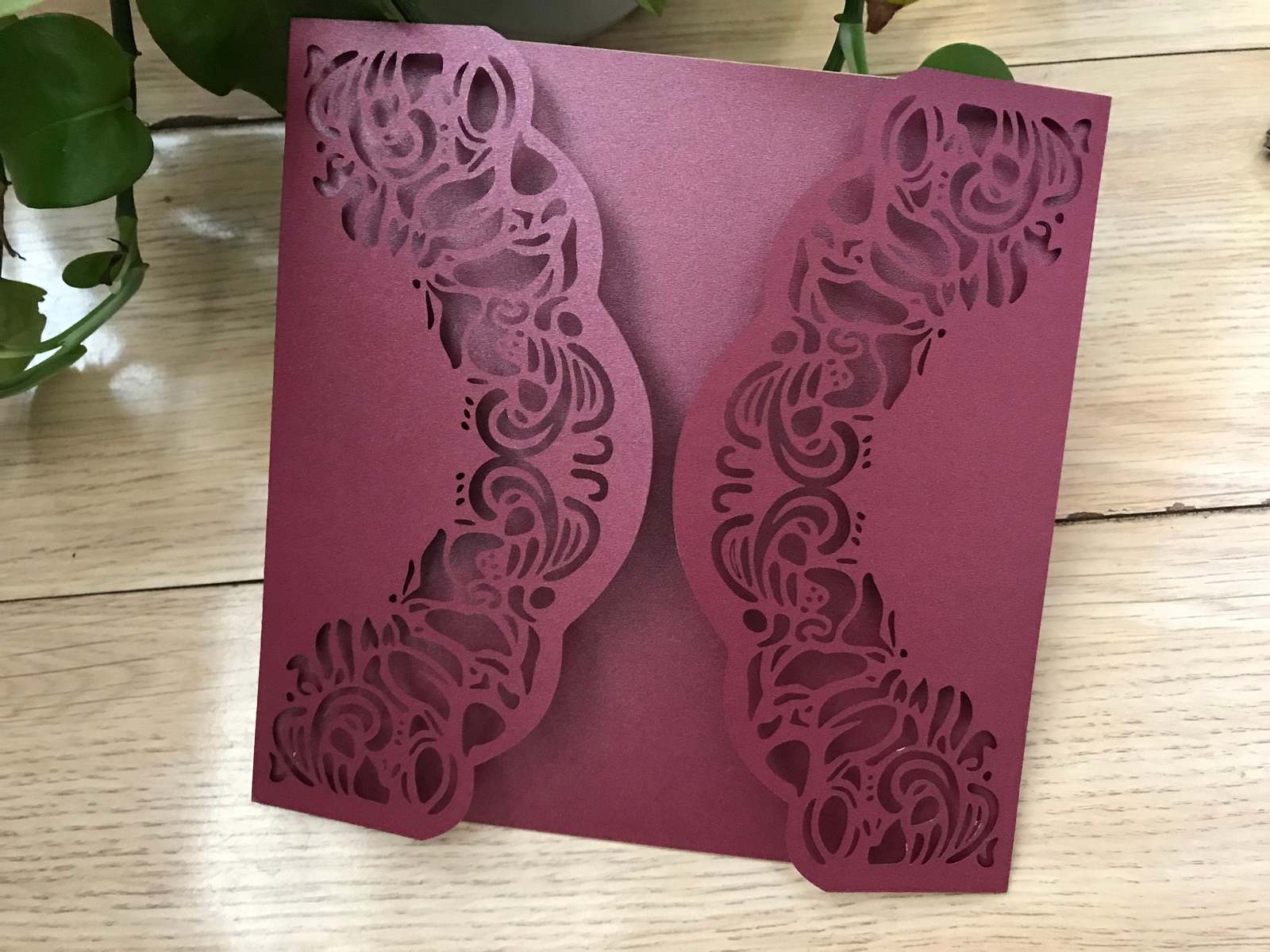 50pcs Burgundy Red laser cut Wedding invitations,Bridal Shower ...