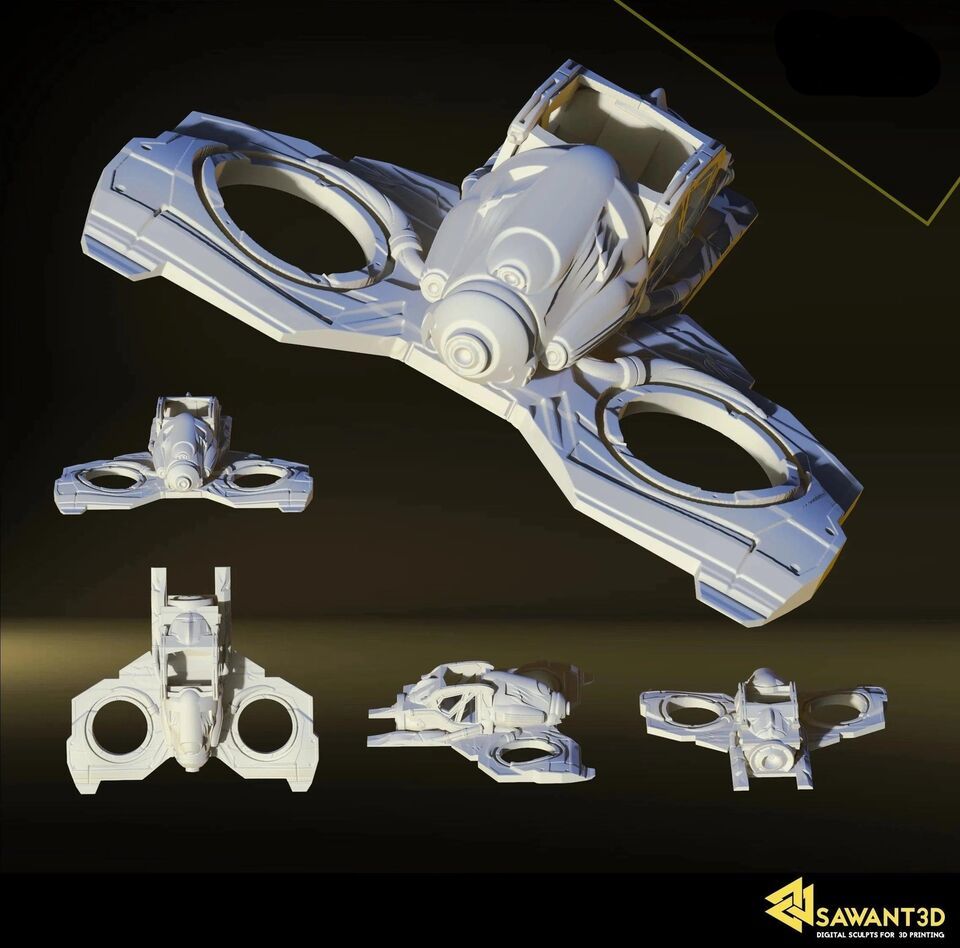 3D Printed SAWANT3D Space Speeder Spaceship 28 32mm Ragnarok d&d - 28mm