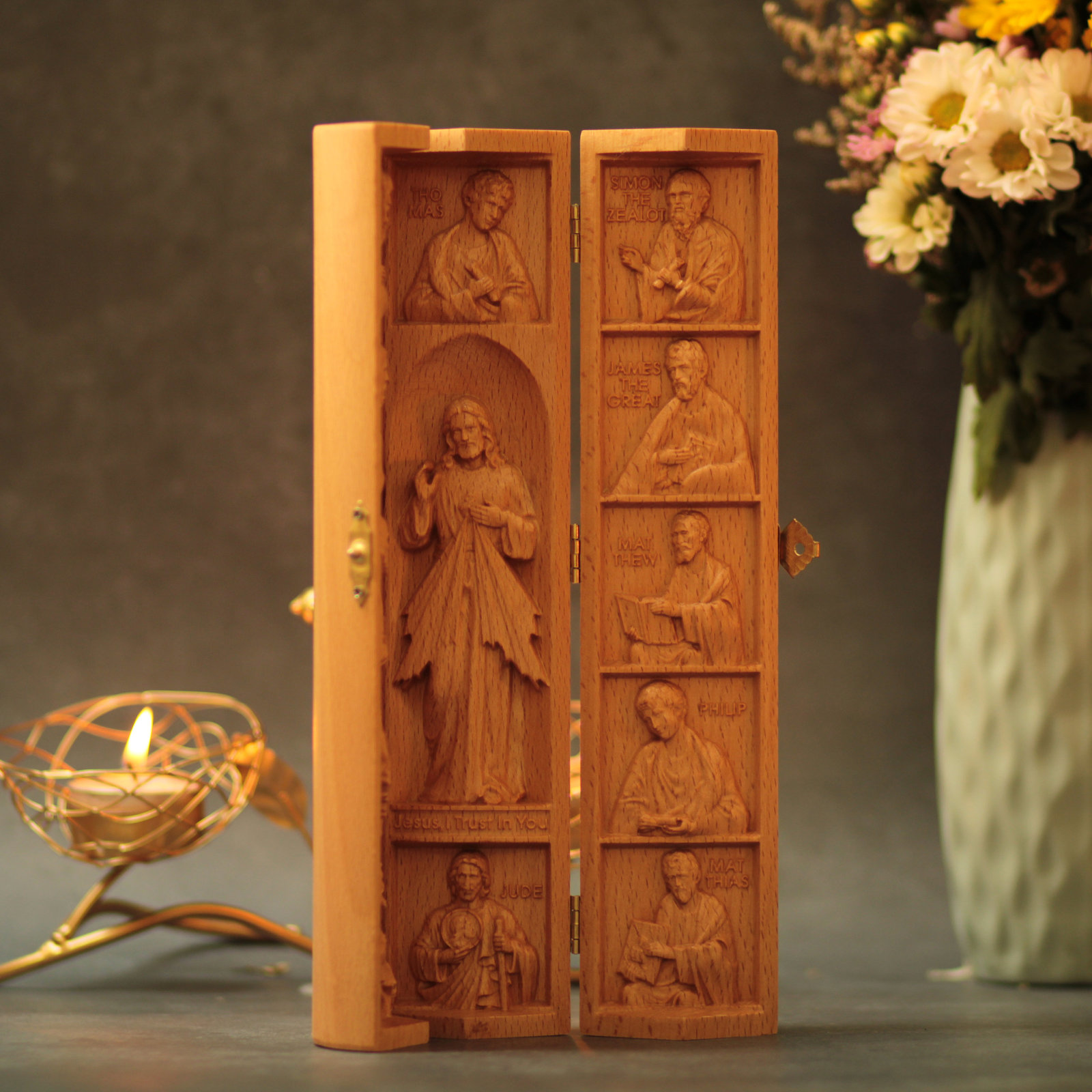 Jesus Christ and the Twelve Apostles, Handmade Prayer Altar, Catholic ...